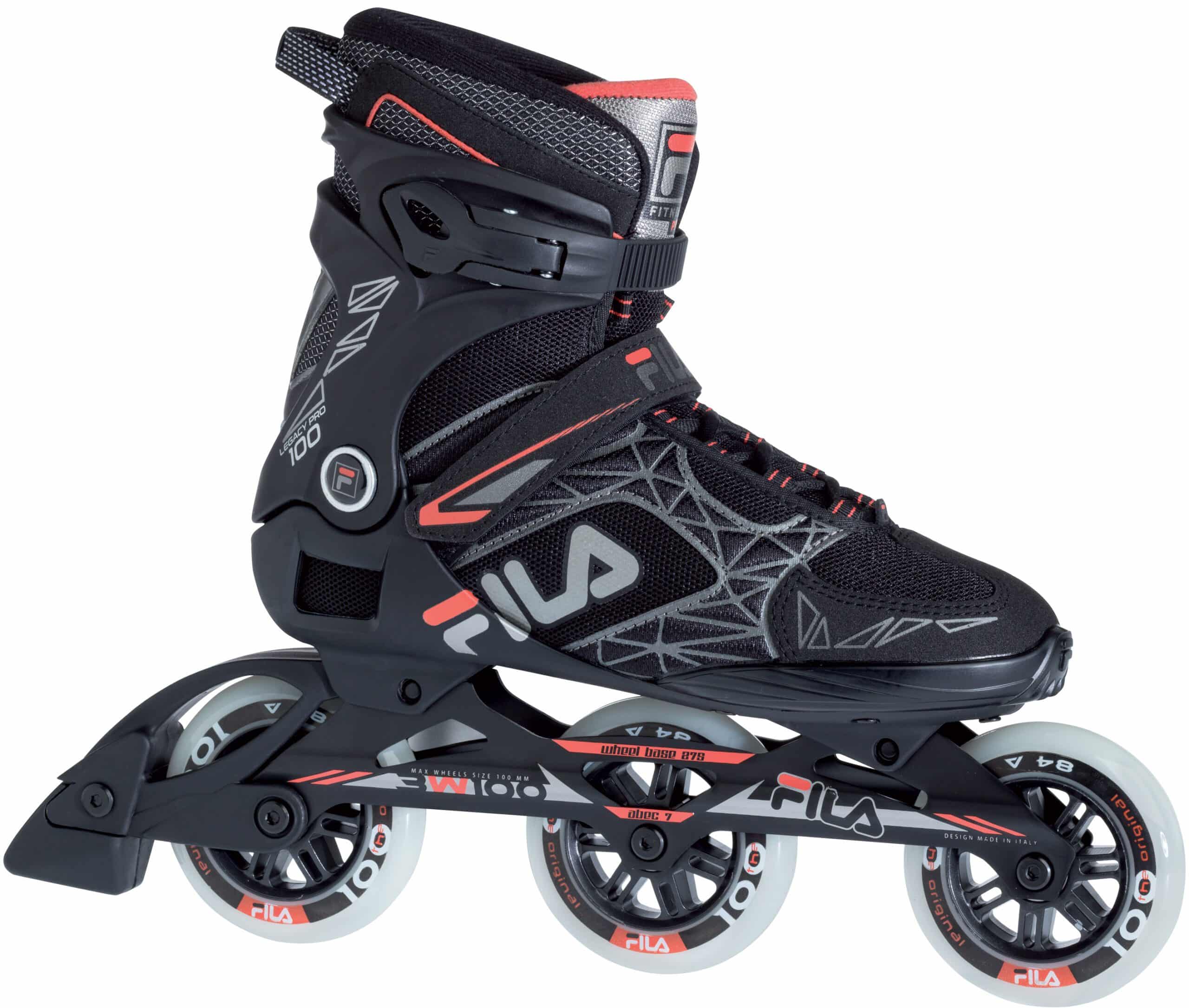 Fila Legacy Pro 100 Fitness Skate Black Red - ROLLER SKATE USA