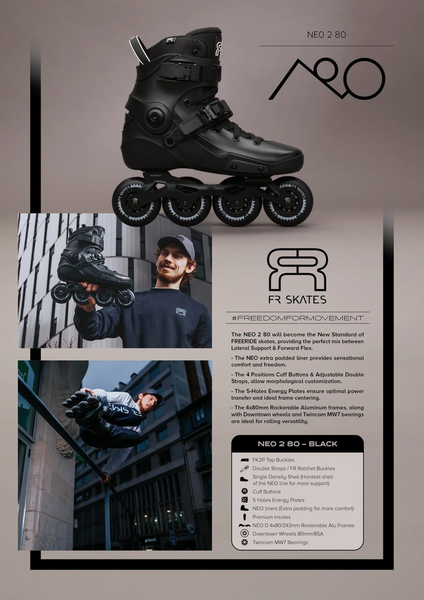 FR NEO 2 80 Freeride Skate – ROLLER SKATE USA