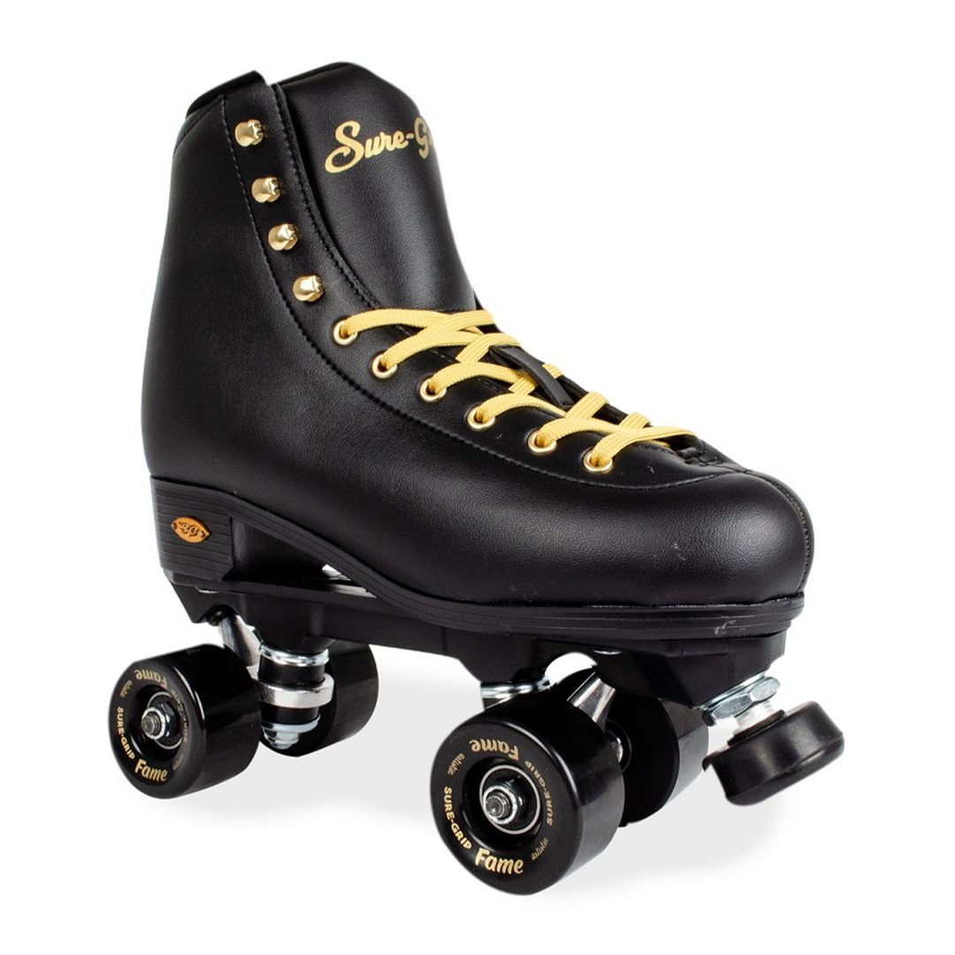 Sure Grip Fame Black Gold Roller Skate - ROLLER SKATE USA
